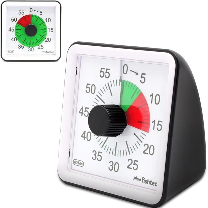 FISHTEC ® Mini Minuteur Electronique - 60 Minutes - 2 Zones de Couleur ...