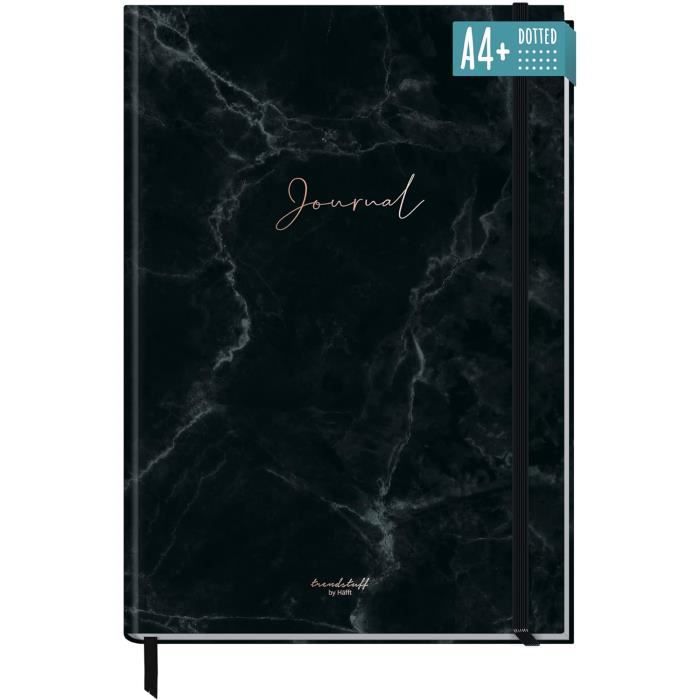 Bullet Journal A4+ à petits pois avec élastique [Black Marble] 156 ...