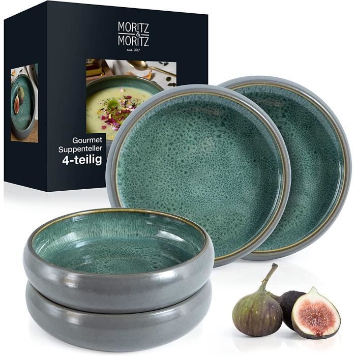 Moritz Moritz SOLID Lot de 4 assiettes creuses en grès 19 cm – Bol en ...