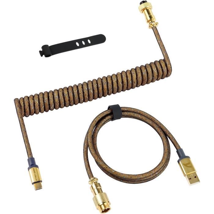 Cable Usb C Spiralé, Type C Vers Usb A Câble De Clavier Gamer, Tressé ...