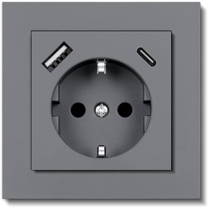 Prise USB avec port chargeur USB et 1 port Type-C, max. 3,4 A, Schuko ...