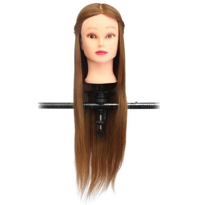 SD11919-MOAERE 18pouce Pro Tête À Coiffer Long Naturel Cheveux Brun ...