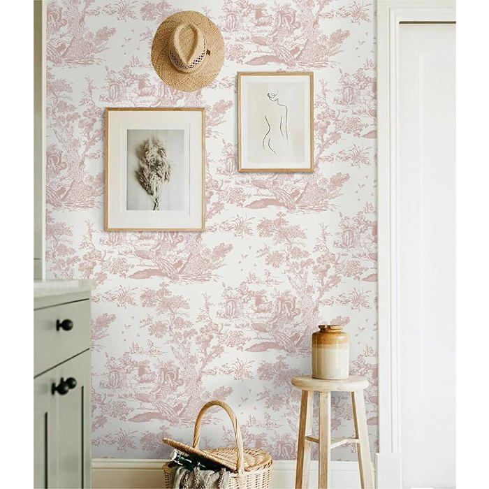 Papier peint autocollant rose 41 cm × 20 m - Papier peint vintage à ...