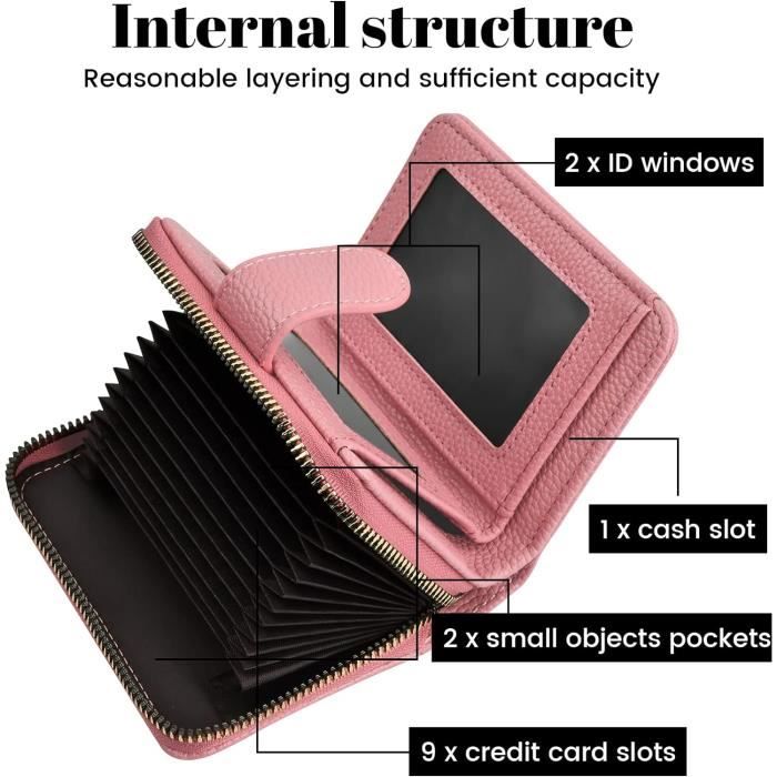 14 Compartiments Porte Carte De Crédit Femme, Simili Cuir Porte Carte ...