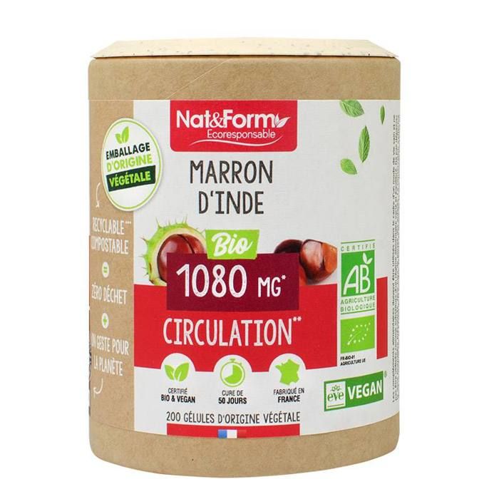 Nat & Form Eco Responsable Marron D'Inde Bio 200 gélules - Cdiscount ...