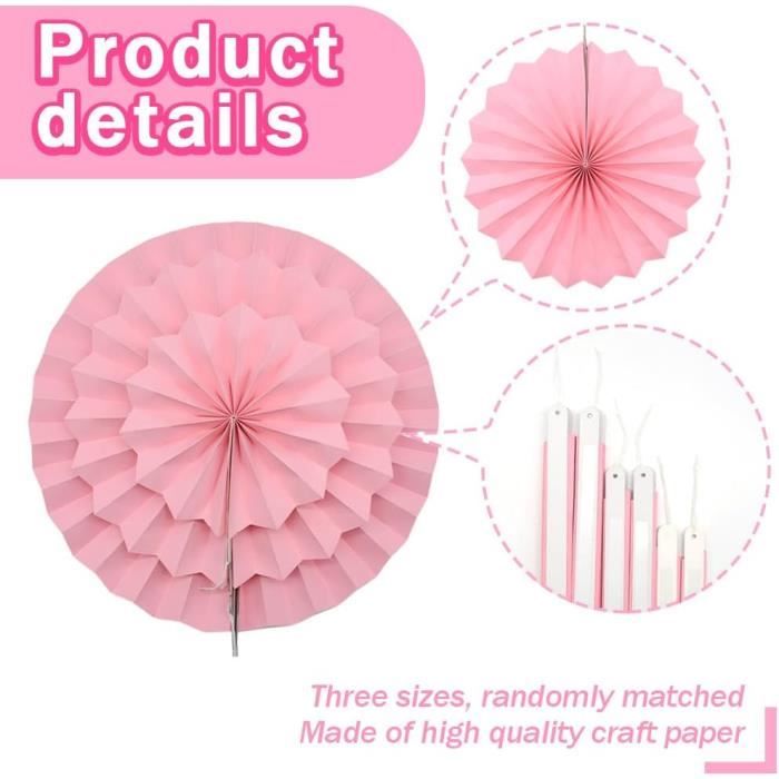 Lot De 6 Éventails En Papier 20-30-40 Cm, Décoration De Fête Rondes ...