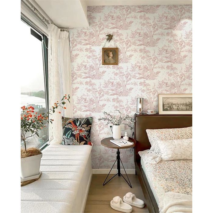 Papier peint autocollant rose 41 cm × 20 m - Papier peint vintage à ...