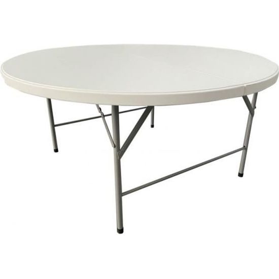 Table ronde de réception traiteur pliante effet granit blanc 150 cm ...