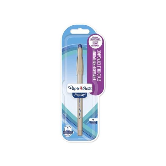 Paper Mate Replay - Stylo bille gommable - Bleu - Pointe moyenne 1.0mm ...