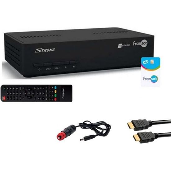 Pack STRONG Récepteur TV Satellite HD + Carte Fransat PC7 + Câble HDMI ...