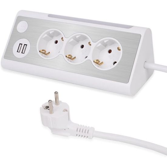 Multiprise 3 Voies Avec Usb Multiprise Blanche Avec Usb A (Max 5V-2,1A ...