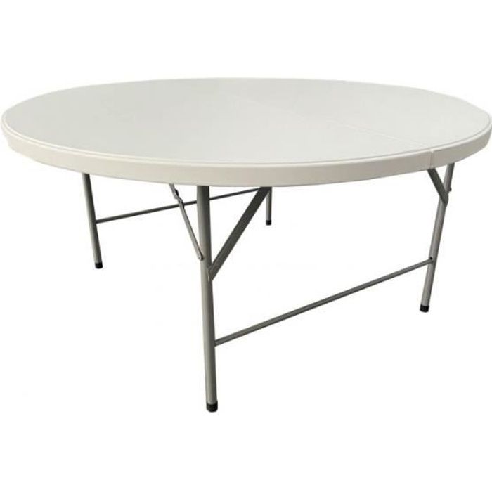 Table ronde de réception traiteur pliante effet granit blanc 150 cm ...