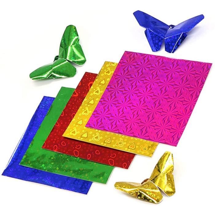 Lot de 100 feuilles de papier à plier pour origami Effet irisé 15 x 15 ...