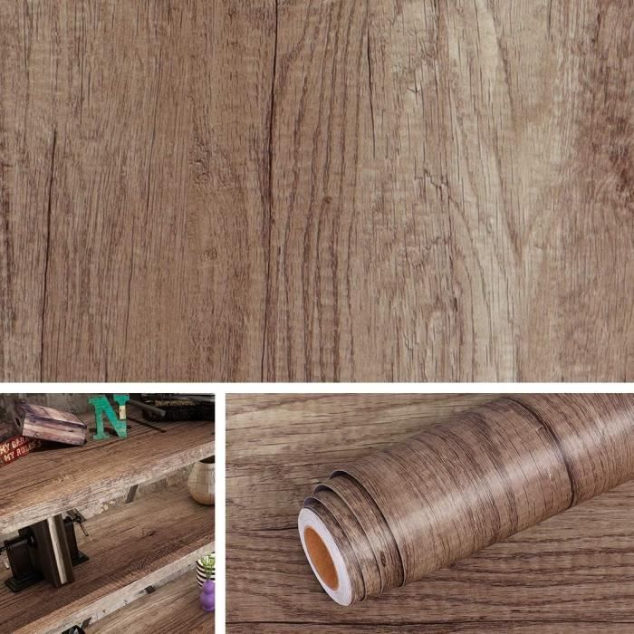 Papier Adhésif Pour Meuble Bois De 60Cm*5M Papier Peint Adhésif ...