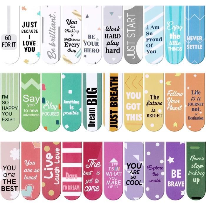 30 Pièces Marque-Pages Magnétiques avec Citations Inspirantes Marque ...