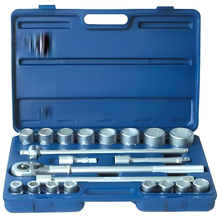 Coffret douilles 3/4 21 pièces Poids Lourds Drakka - Acier Chrome Vanadium - 6 pans - Finition ...
