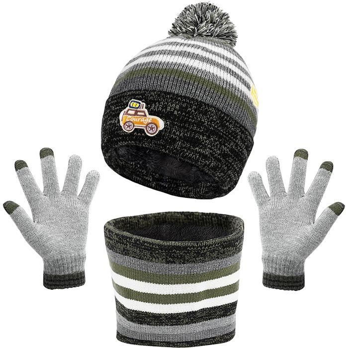 Ensemble de Bonnet Echarpe Gants Hiver pour Enfants de 3 à 6 Ans avec ...