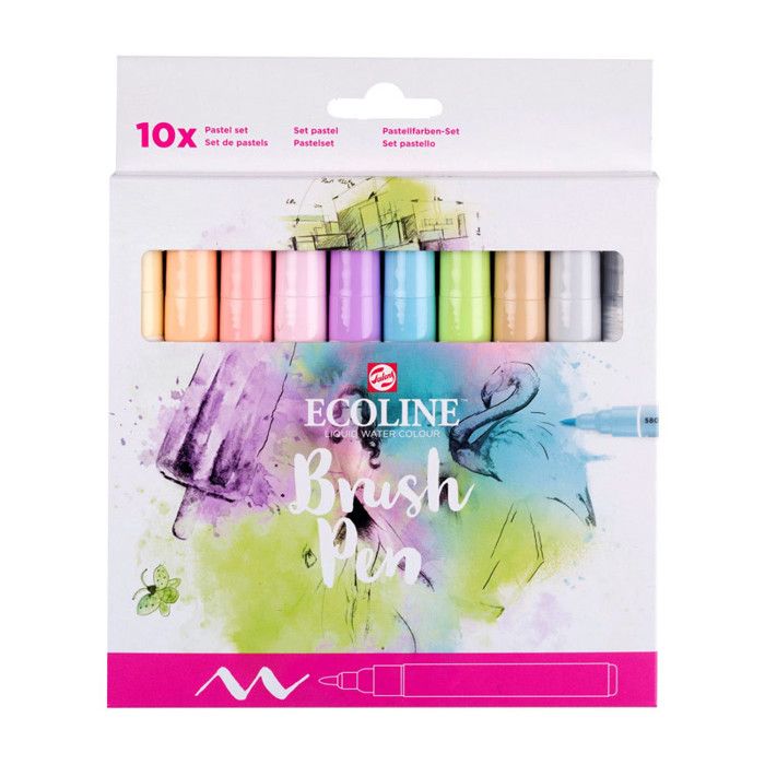 Feutres - Ecoline - 10 couleurs pastel - Pointe de pinceau souple - Mixte - Avancé - Cdiscount ...