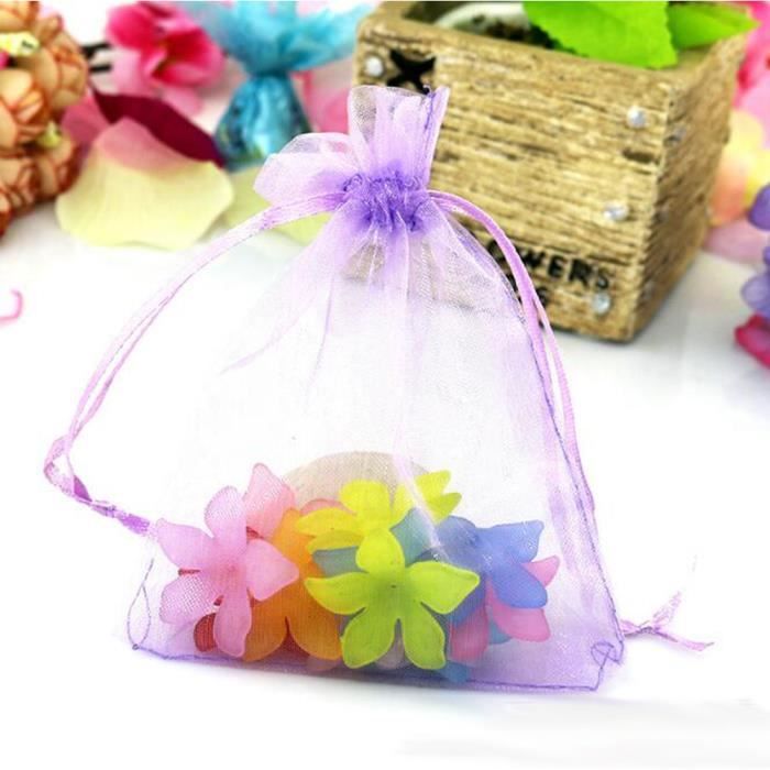 Lot de 100 Sachet Pochette Cadeau Organza Violet Claire 7*9cm ...