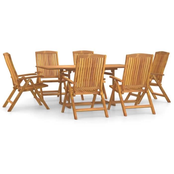 SALON BAS DE JARDIN - BAO Ensemble à dîner de jardin 7 pcs Bois de teck ...