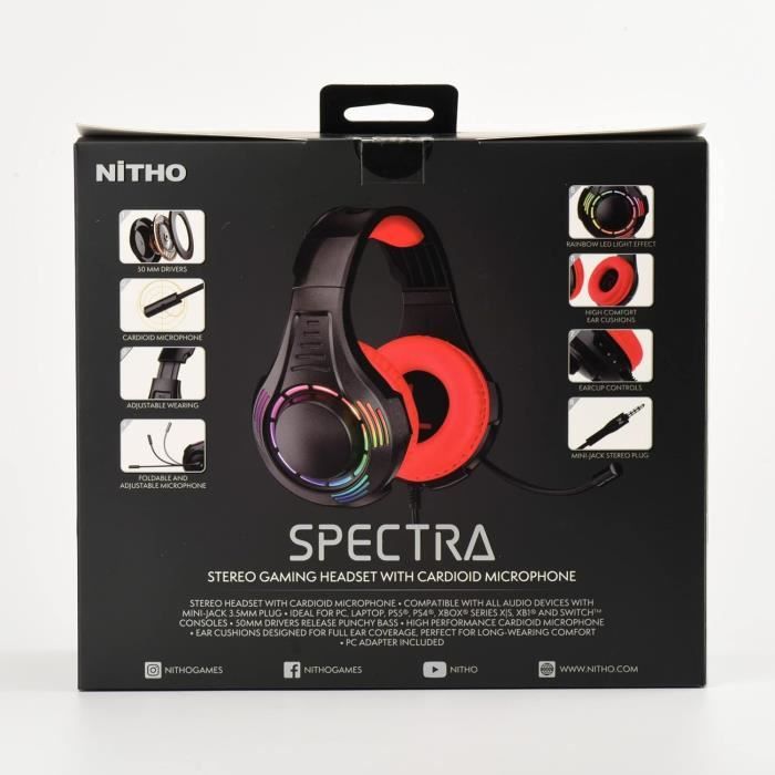 Casque Gaming NITHO Spectra pour PC/PS4/PS5/Xbox One/Xbox Series XS ...