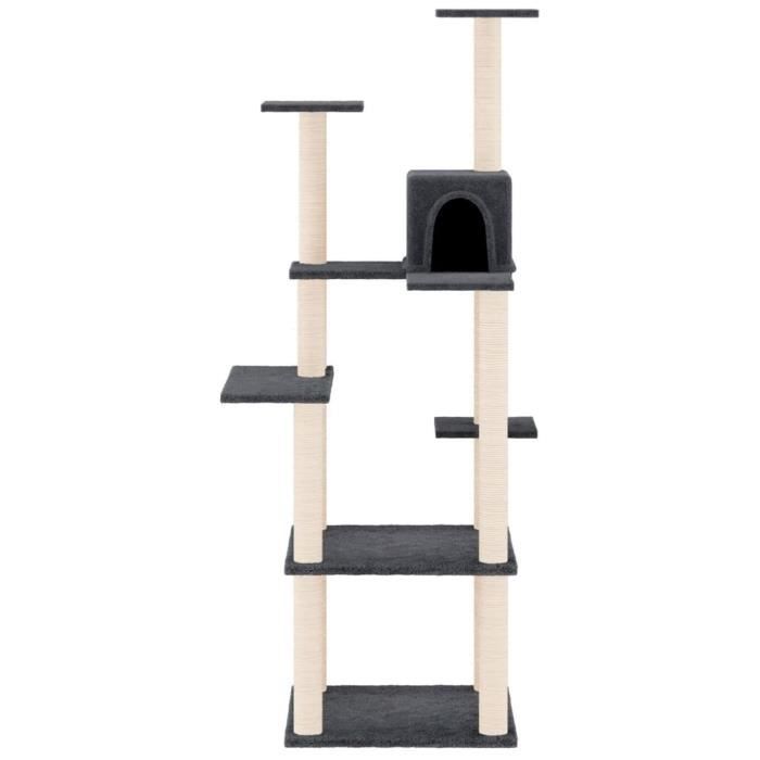 KEENSO Arbre à chat avec griffoirs en sisal Gris foncé 153 cm KN005 ...