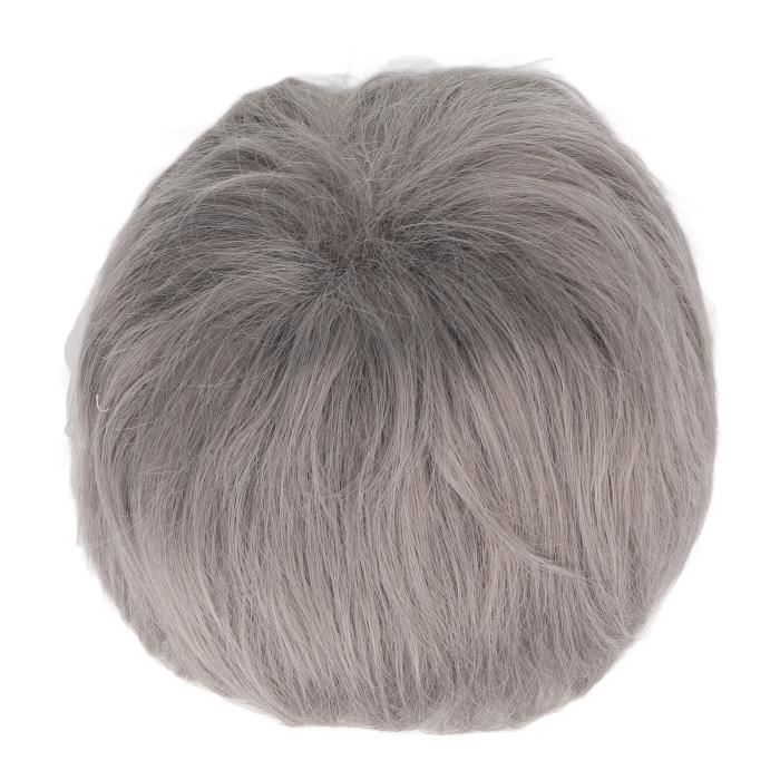 Perruque courte noire grise - KIMISS - Homme - Ajustable - Style ...