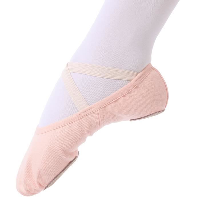 Chaussures de Danse Classique Chausson de Danse Toile Demi Pointe ...