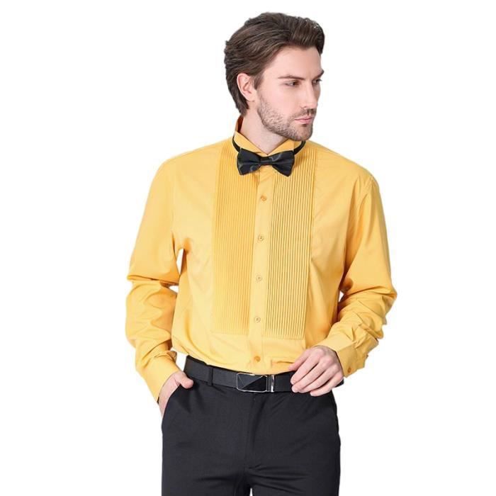 Chemise Homme Mariage Avec Nœud Papillon Manches Longues Chemise ...