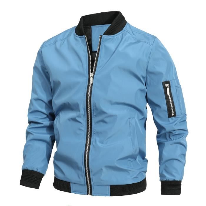 Veste Bomber Homme Printemps et Automne Casual Confortable Veste Zippee ...