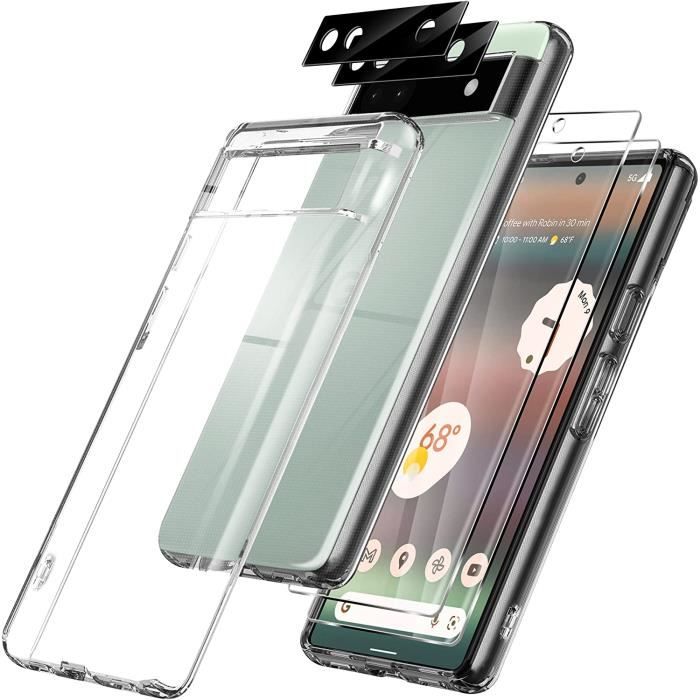 Coque Pour Google Pixel 6A Transparente + 2 Pack Verre Trempé ...
