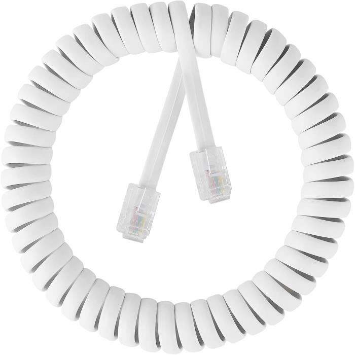 Câble Spiralé Pour Téléphone - Flexible - Cordon Bouclé Rj9 - Prise Rj9 ...