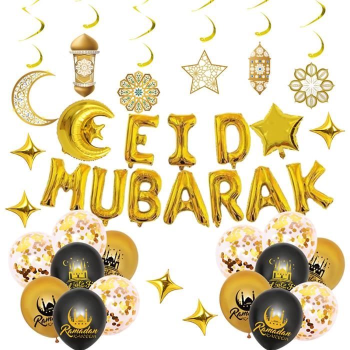 Decoration Eid Mubarak 2024 Avec Aid Moubarak Guirlande Ramadan Ballons ...