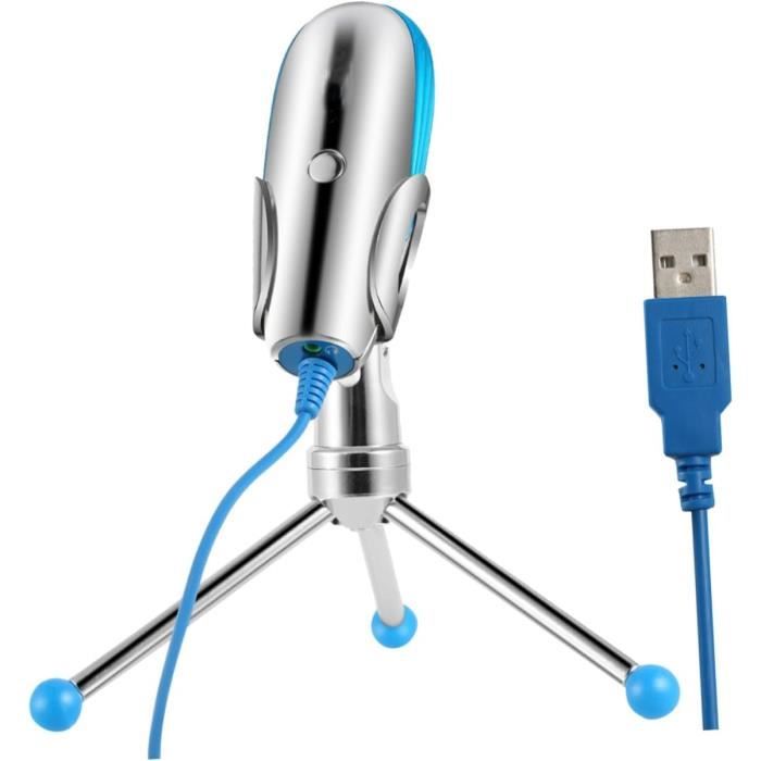 Micro Usb Microphone À Condensateur Pc Mic Ensemble De Microphones Bleu ...