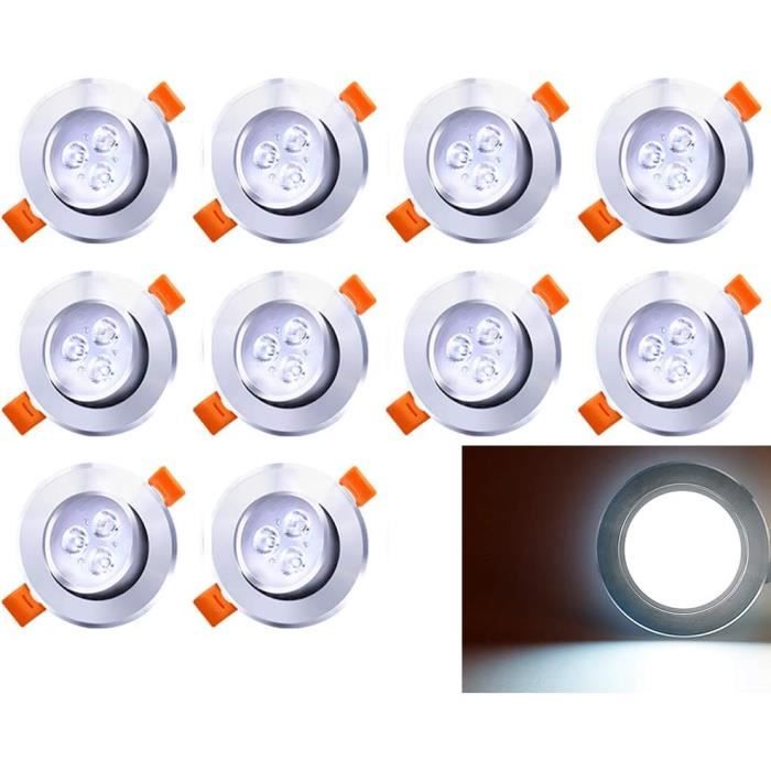 Lot De 10 3W Spots Led Encastrable Extra Plat 230V, Spot Led ...