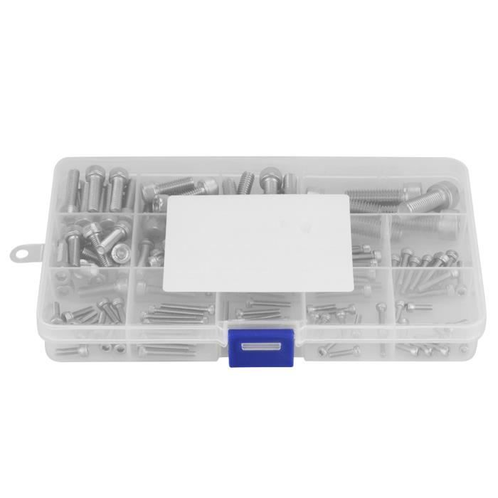 Zerone Vis à six pans creux 135pcs M2.5 M3 M4 M5 M6 M8 304 Jeu de Vis à Tête Hexagonale à Tête ...