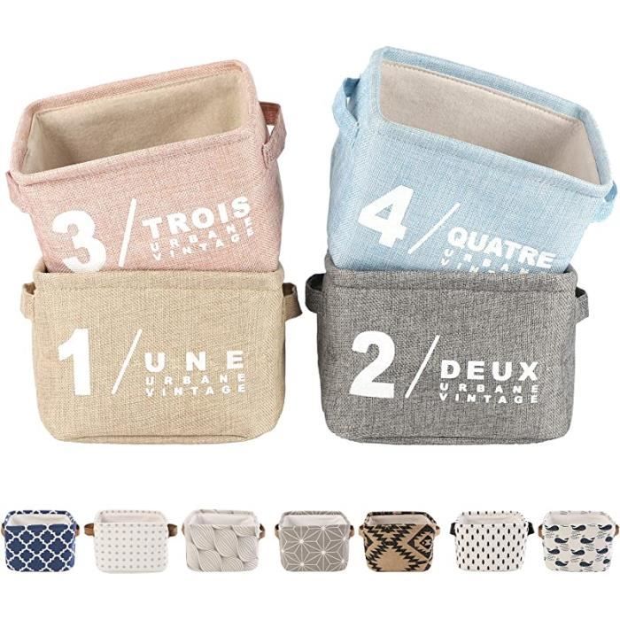 Set de 4 Mini Paniers de Rangement - ZGEER - Tissu en Lin et Coton ...