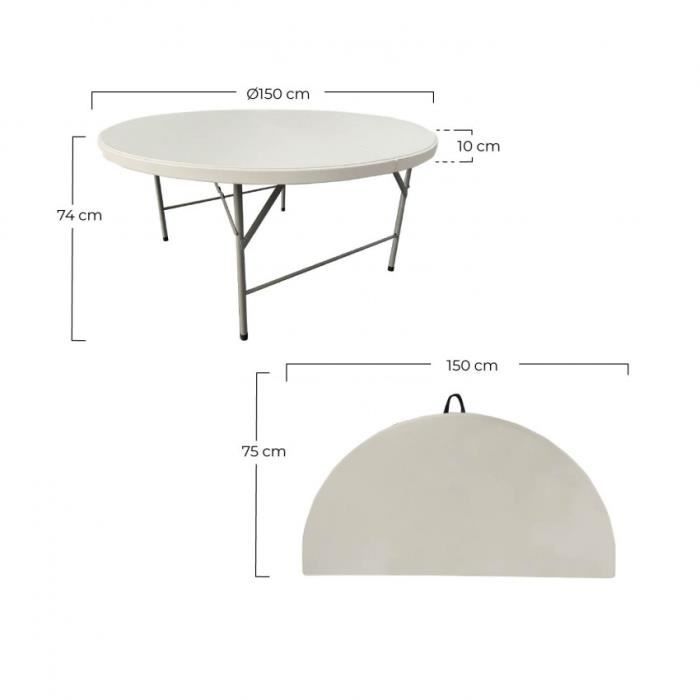 Table ronde de réception traiteur pliante effet granit blanc 150 cm ...