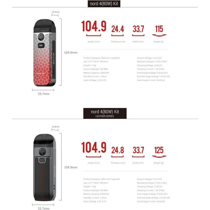 Original SMOK Nord 4 Pod Mod Kit 80W 2000mAh Built-in Battery Type-C ...