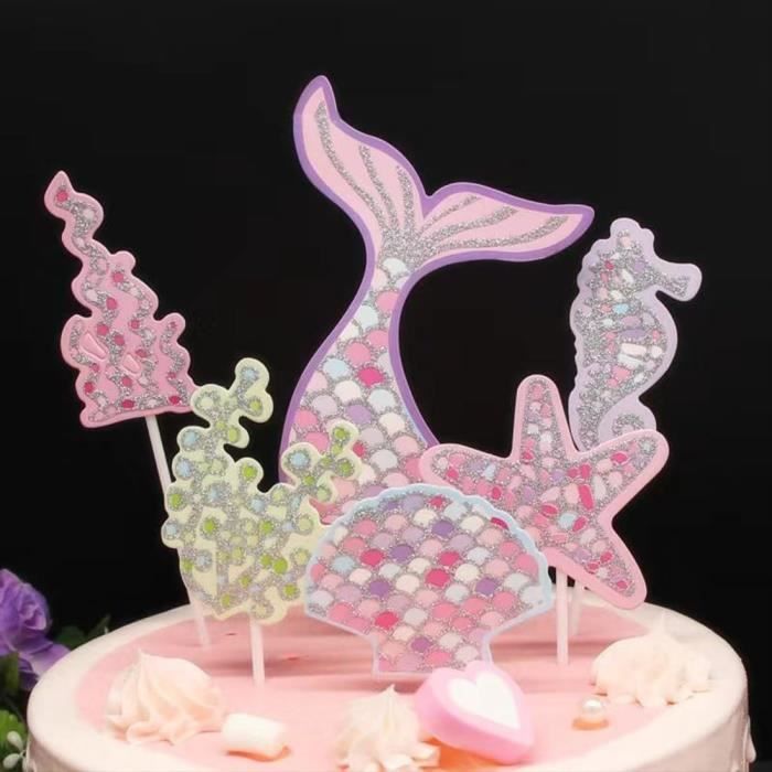 Topper De Gâteau Sirène - 12 Pièces Décoration De Gâteau Sirène Cupcake ...
