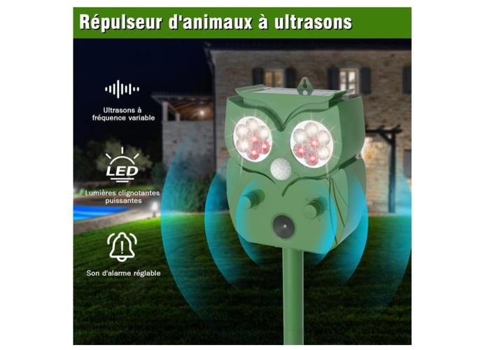 Repulsif Chat Ultrason 1 Pièces, Répulsif Chat Extérieur Solaire Sûr et ...