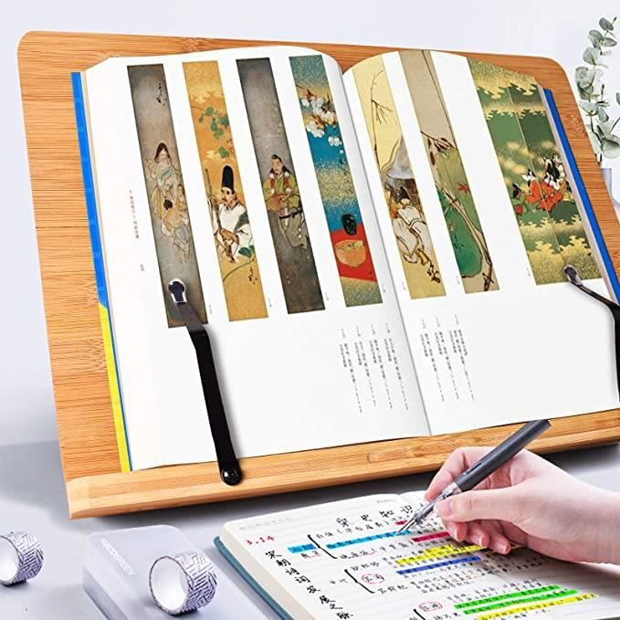 Support pour Livre en Bambou - pupitre de lecture support tablette bois ...