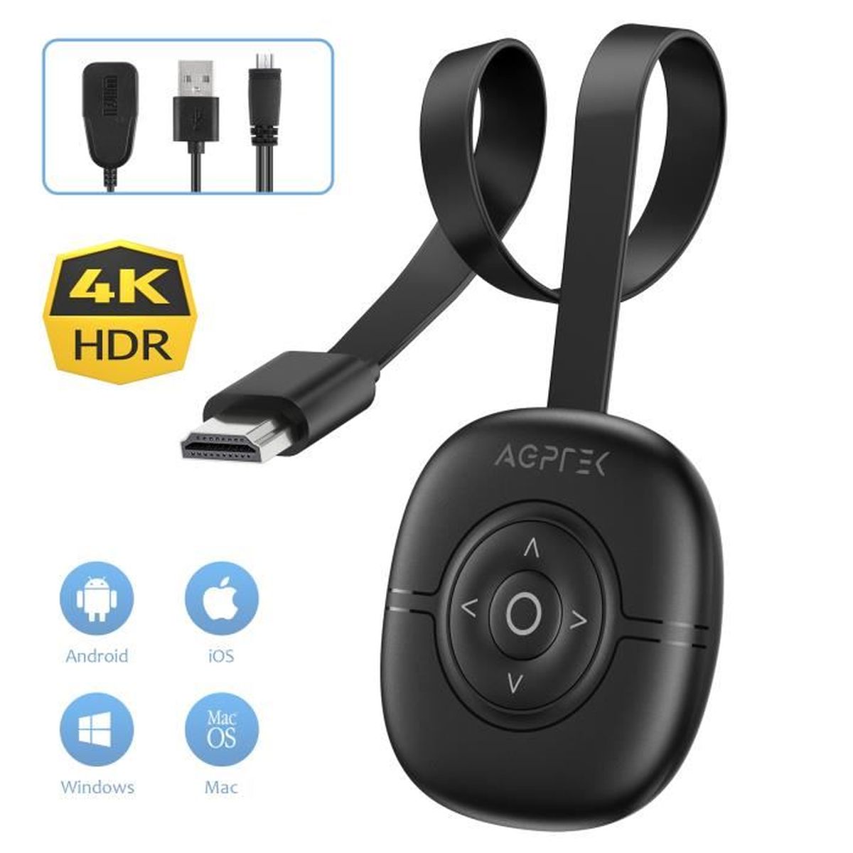 AGPTEK HDMI Dongle d'affichage sans Fil 4K HD, Adaptateur d'Écran WiFi ...