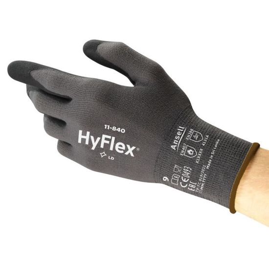 3 paires - Ansell HyFlex 11-840 - Gants De Protection Mécanique - Travail - Bricolage ...