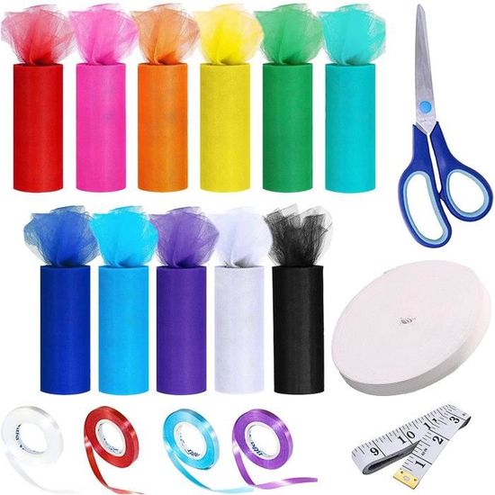 Allazone 17 PCS Rouleau de Tulle Rouleau Ruban Tulle 11 Rouleau Ruban ...