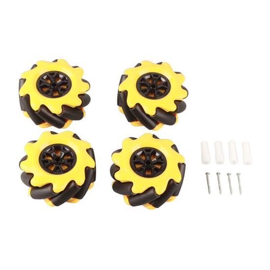 Roue Mecanum - CIKONIELF - 80mm - Lot de 2 - Jaune et noir ...