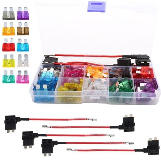 105 Pcs Assortis Voiture Fusible À Lame 12V-24V Fusible Mecanique,(2A ...