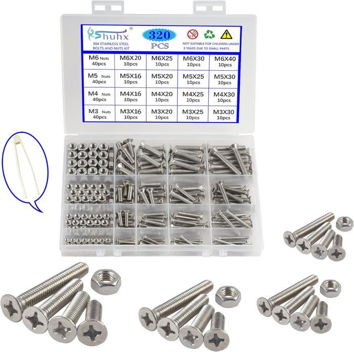 M3 M4 M5 M6 Boulons Et Écrous En Acier Inoxydable 304 Croix Vis À Métaux À Tête Fraisée Outils ...