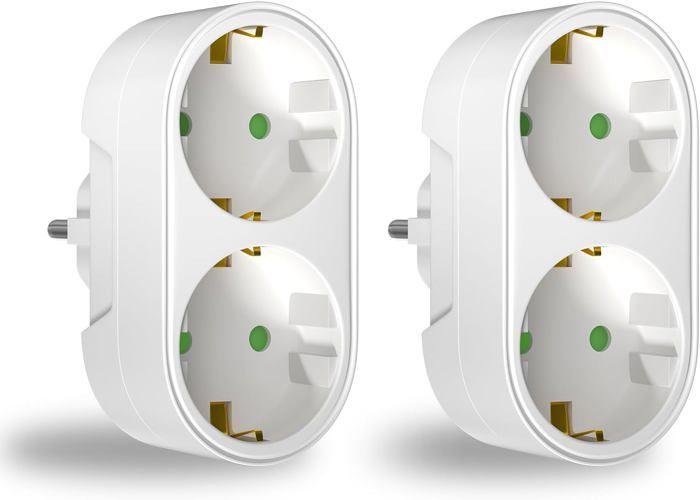 Multiprise 2 Prises Fiche Multiprise Electrique Murale Plate Avec 2 ...