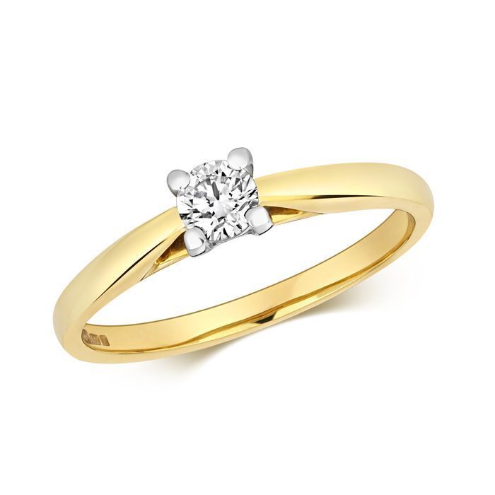Bague Femme Solitaire Fiancailles Or 750/1000 et Diamant Brillant 0.25 ...